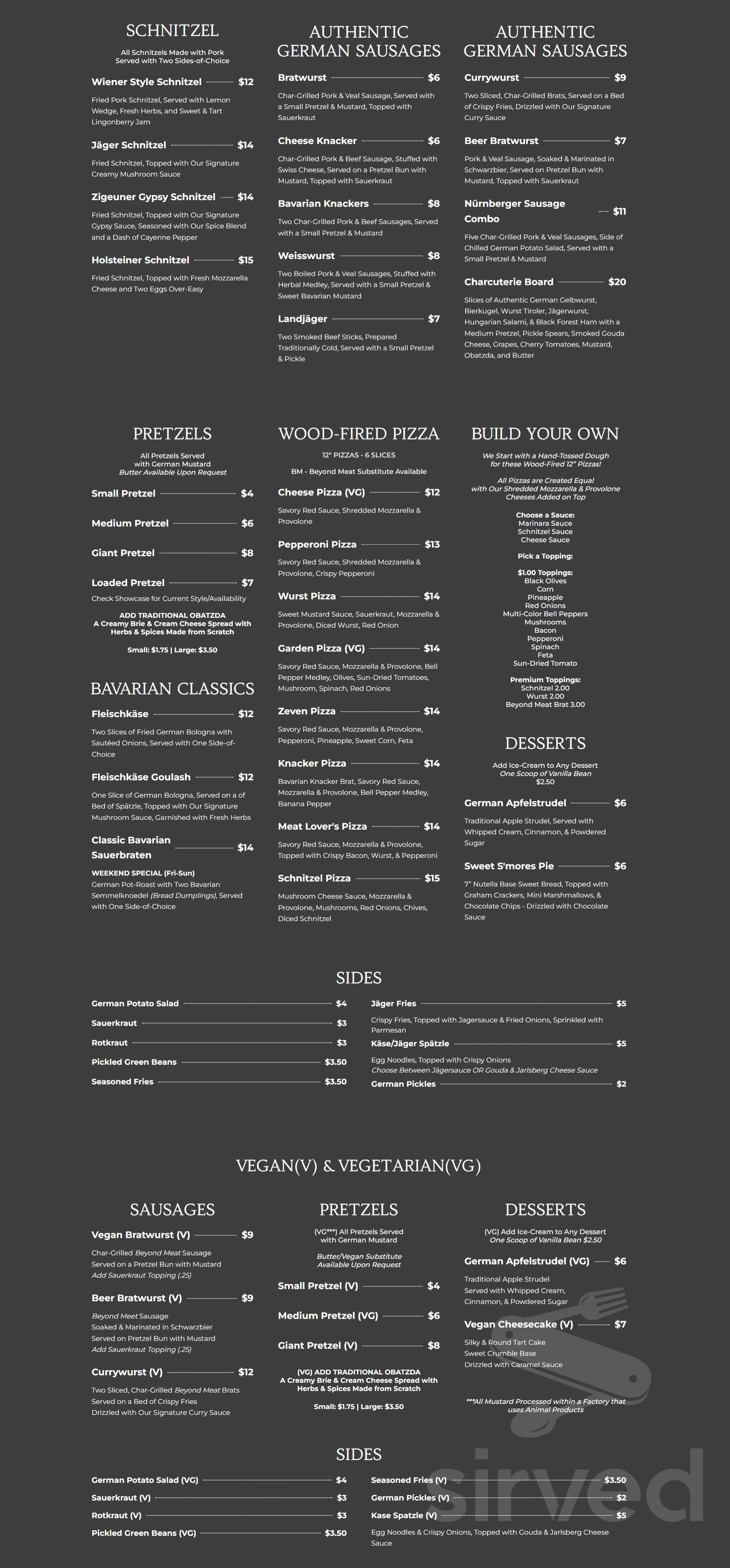 Menu for Schulz Bräu Brewing Company in Knoxville, Tennessee, United States