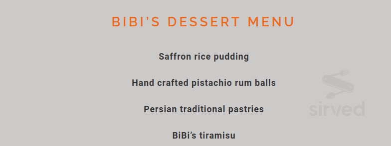 BiBi Mediterranean Inspired Food and Specialties menu in Kirkland ...