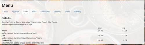 Pointers Pizza menu in St. Louis, Missouri, USA