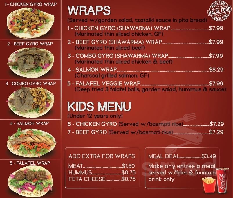 Sam's Kebab menu in Milpitas, California, USA