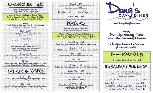 Doug's Day Diner menu in Fort Collins, Colorado, USA