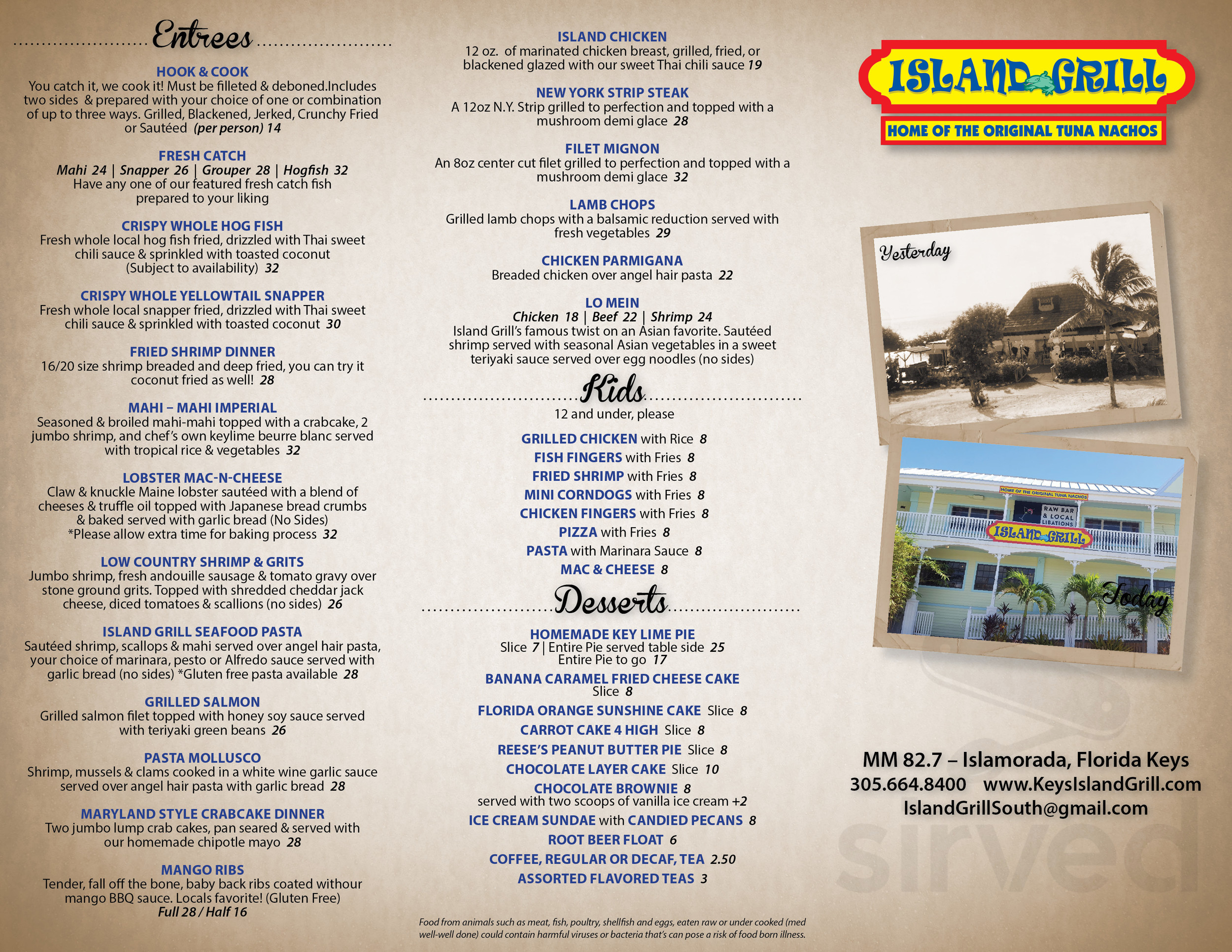 Island Grill menus in Islamorada, Florida, United States