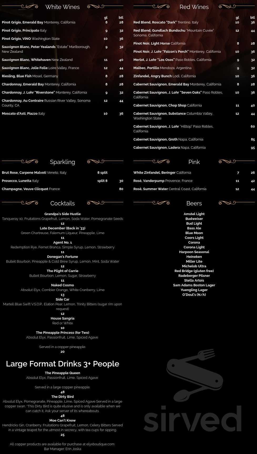 Menu for Precinct 10 in Weymouth, MA | Sirved