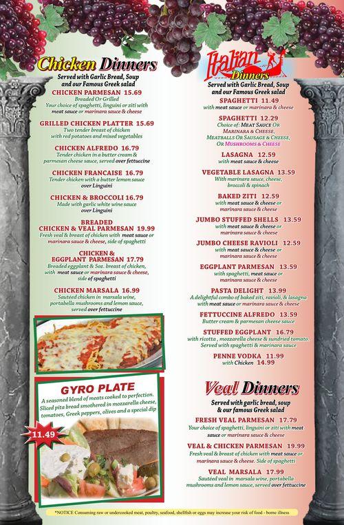 Original Doughboy's Pizza Restaurant menu in Wind Gap, Pennsylvania, USA