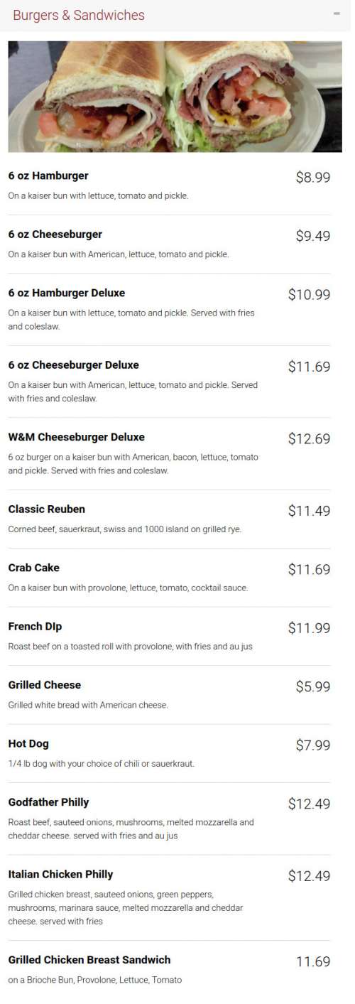 Paul's Deli & Neighborhood Restaurant menu in Williamsburg, Virginia, USA