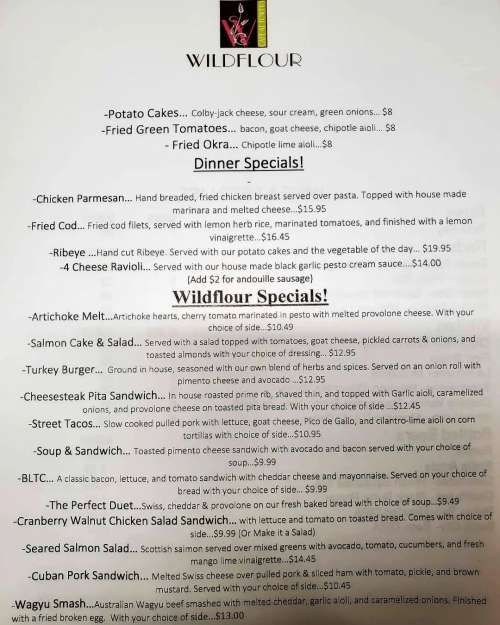 Wildflour Cafe And Catering menu in Roanoke, Virginia, USA