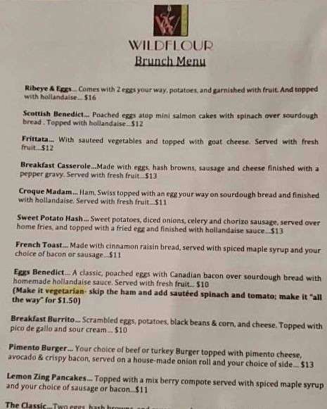Wildflour Cafe And Catering menu in Roanoke, Virginia, USA