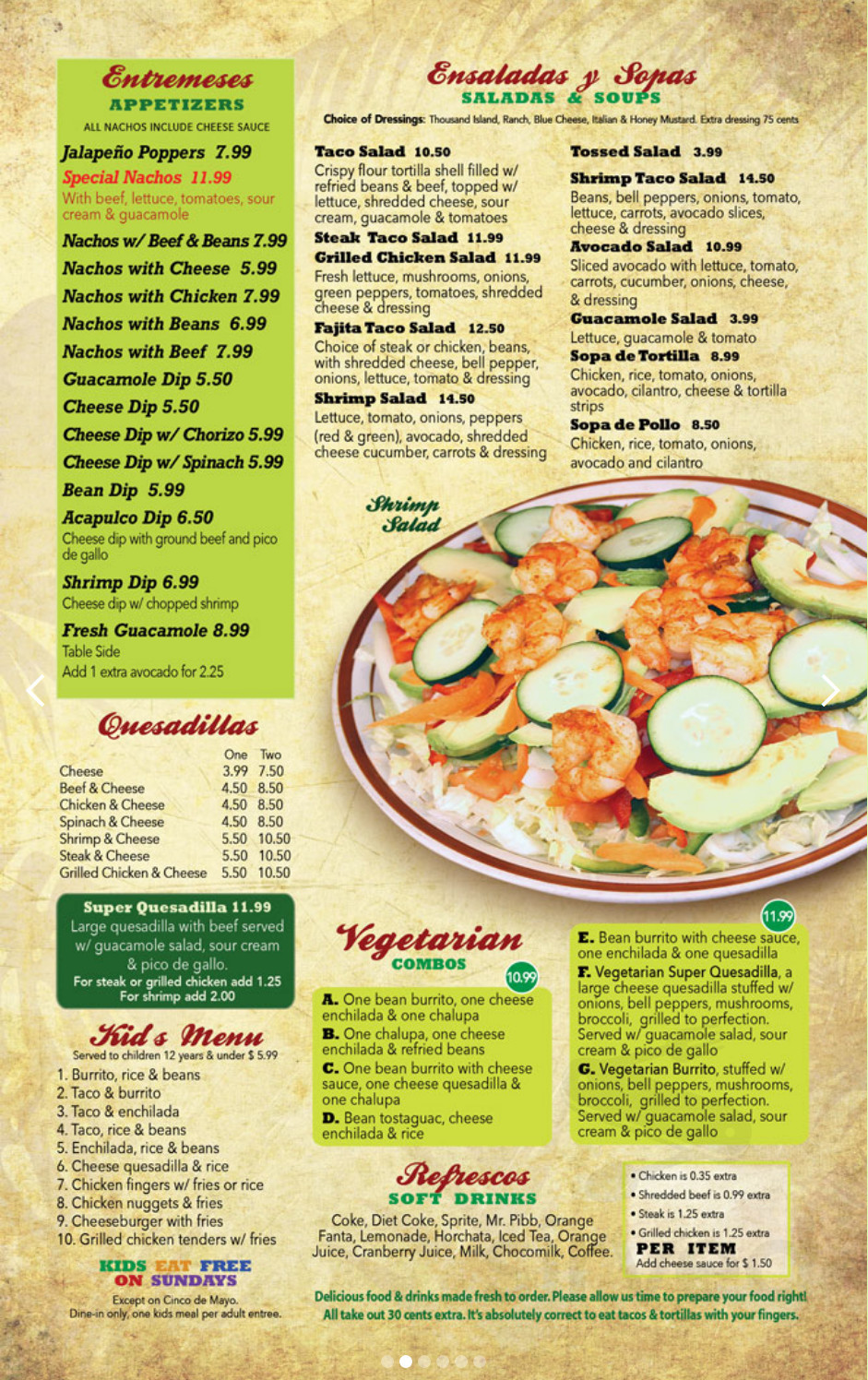 Menu - Charlotte NC's Fiesta Maya Mexican Restaurant | Sirved