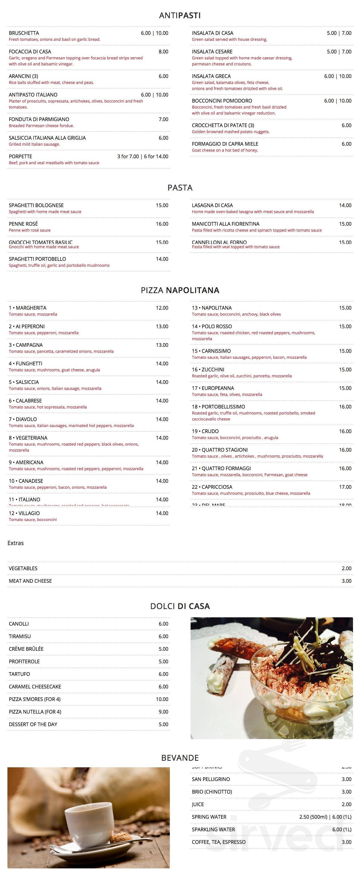 Paparazzi's Pizzeria Moderna menu in Laval, Quebec, Canada