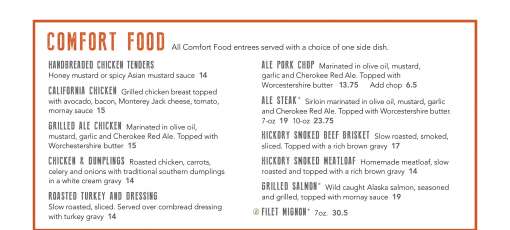 Menu for Corner 16 in Knoxville, TN | Sirved