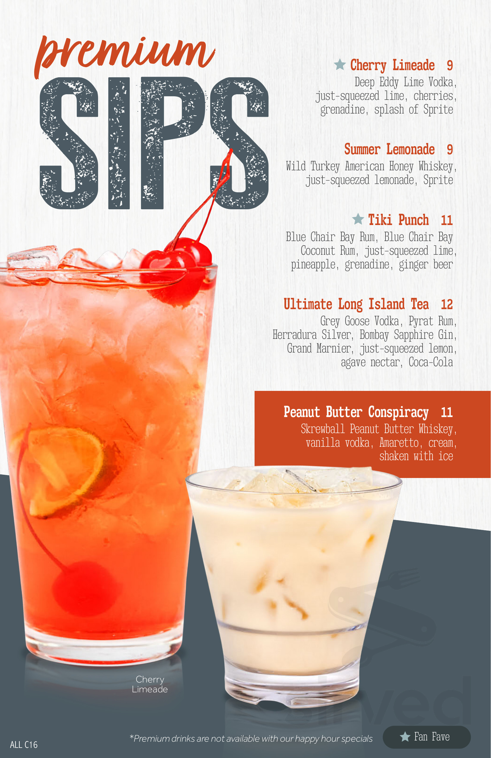 Corner 16 menu in Knoxville, Tennessee, USA