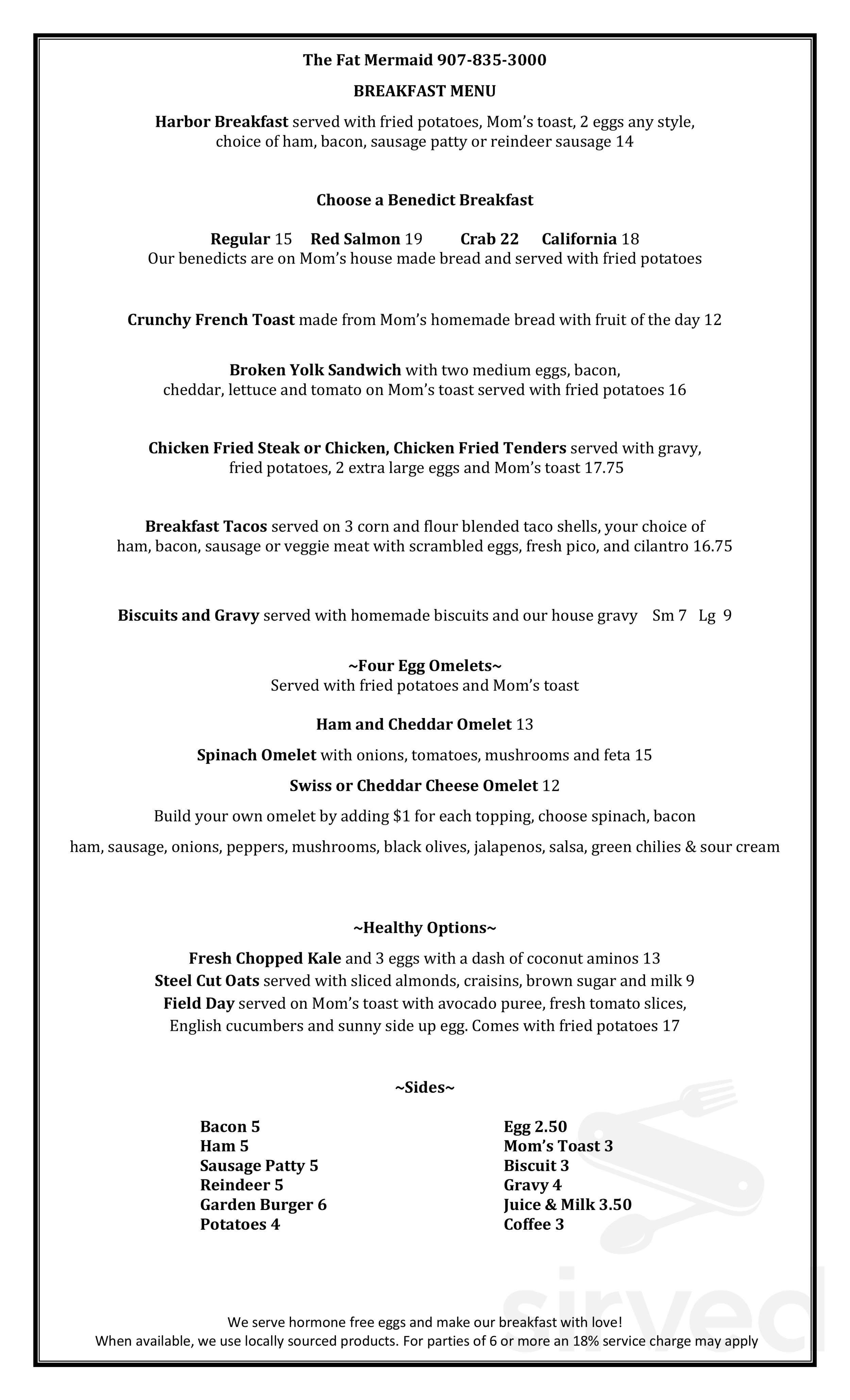 The Fat Mermaid menus in Valdez, Alaska, United States