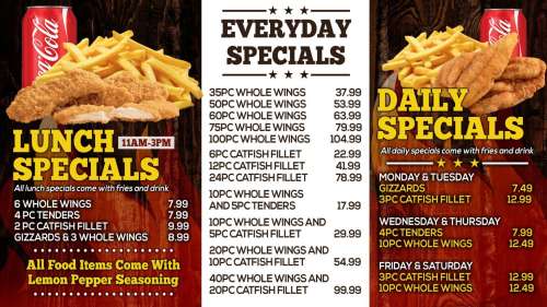 Louie Legends menu in Peoria, Illinois, USA