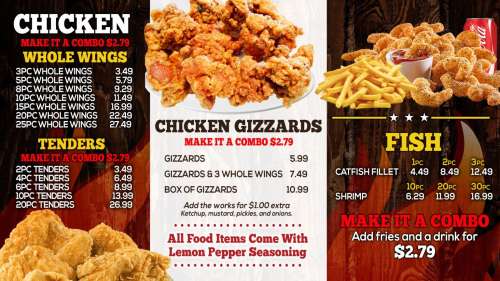 Louie Legends menu in Peoria, Illinois, USA