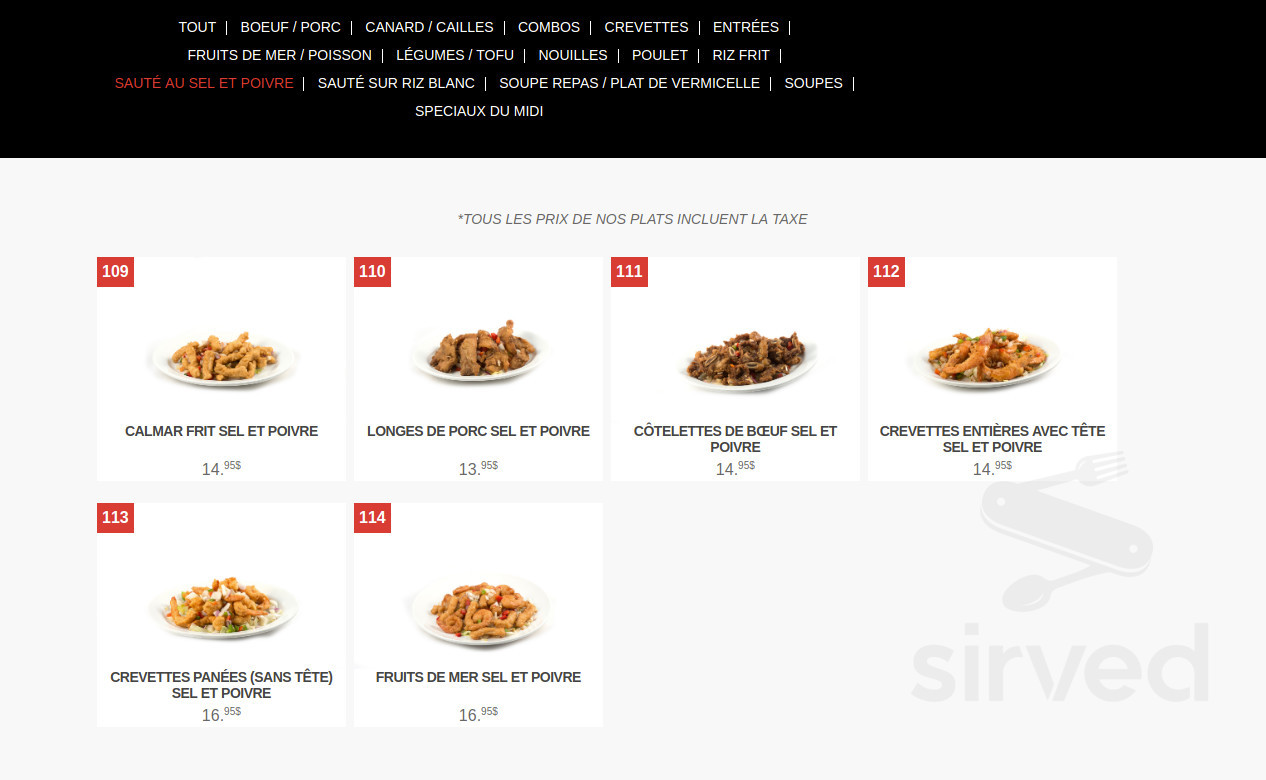 Wing Phat menu in Saint-Léonard, Quebec, Canada