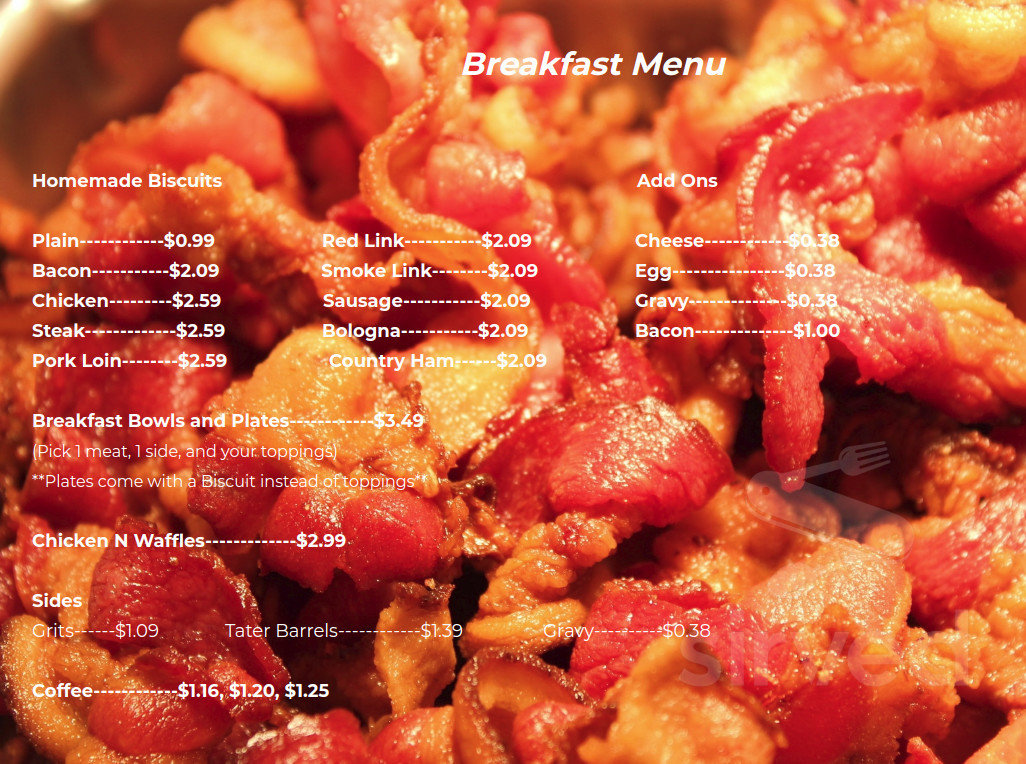 Big Chick menu in Washington, Georgia, USA