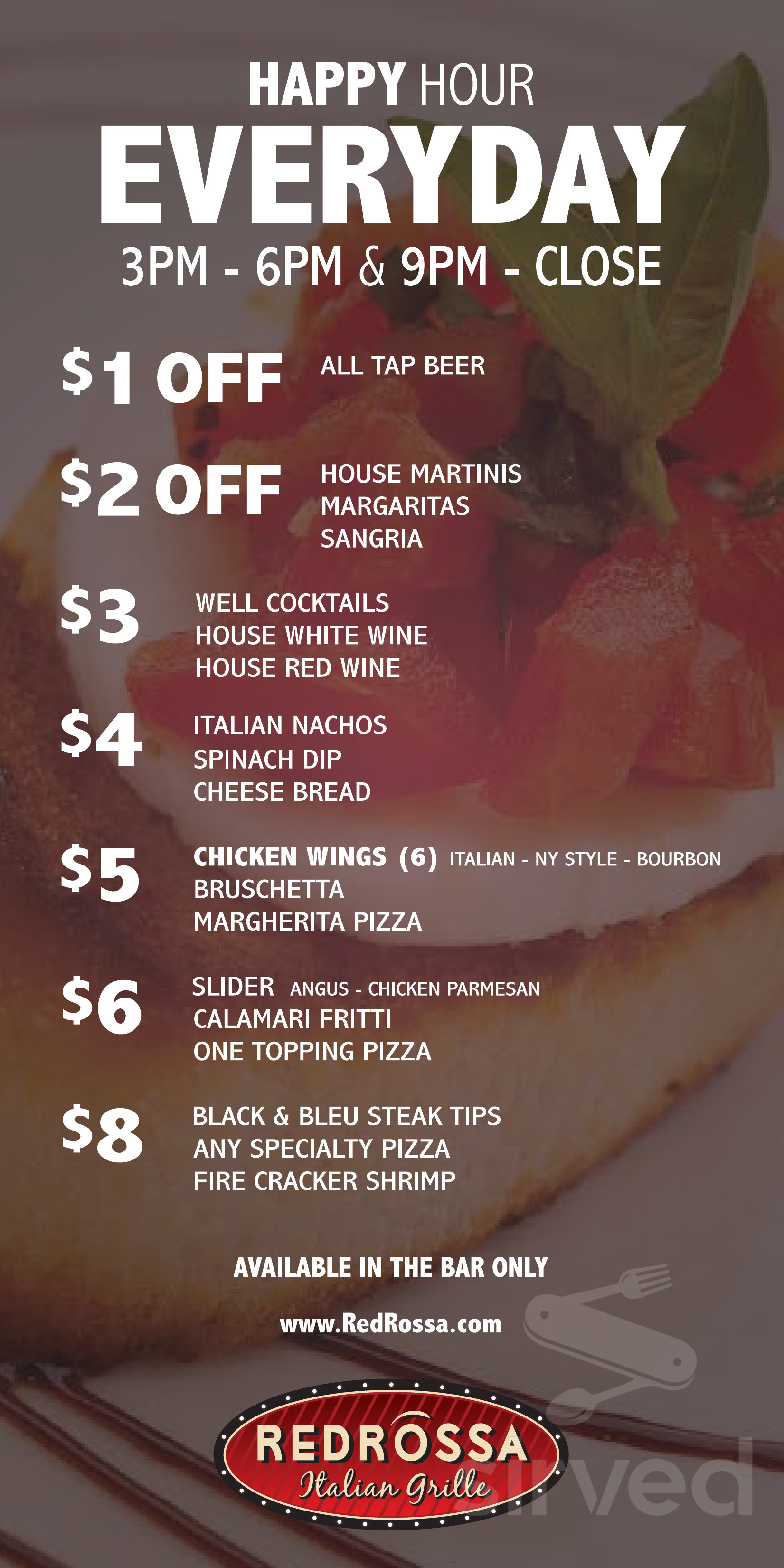 RedRossa Italian Grille menu in Pierre, South Dakota, USA