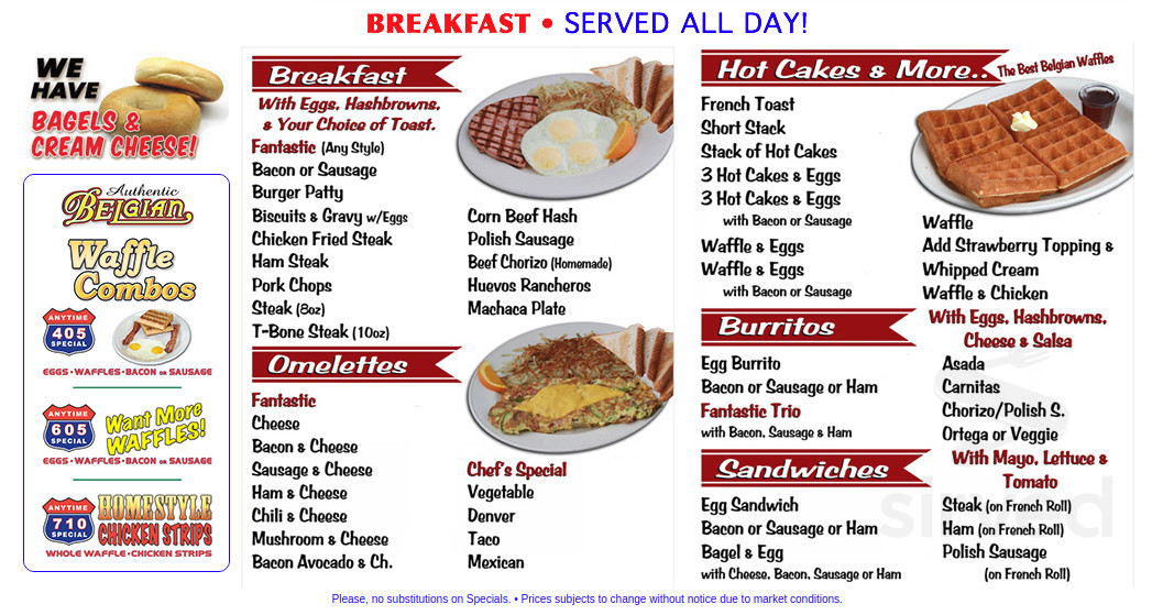 Menu for Fantastic Cafe in Long Beach, CA | Sirved