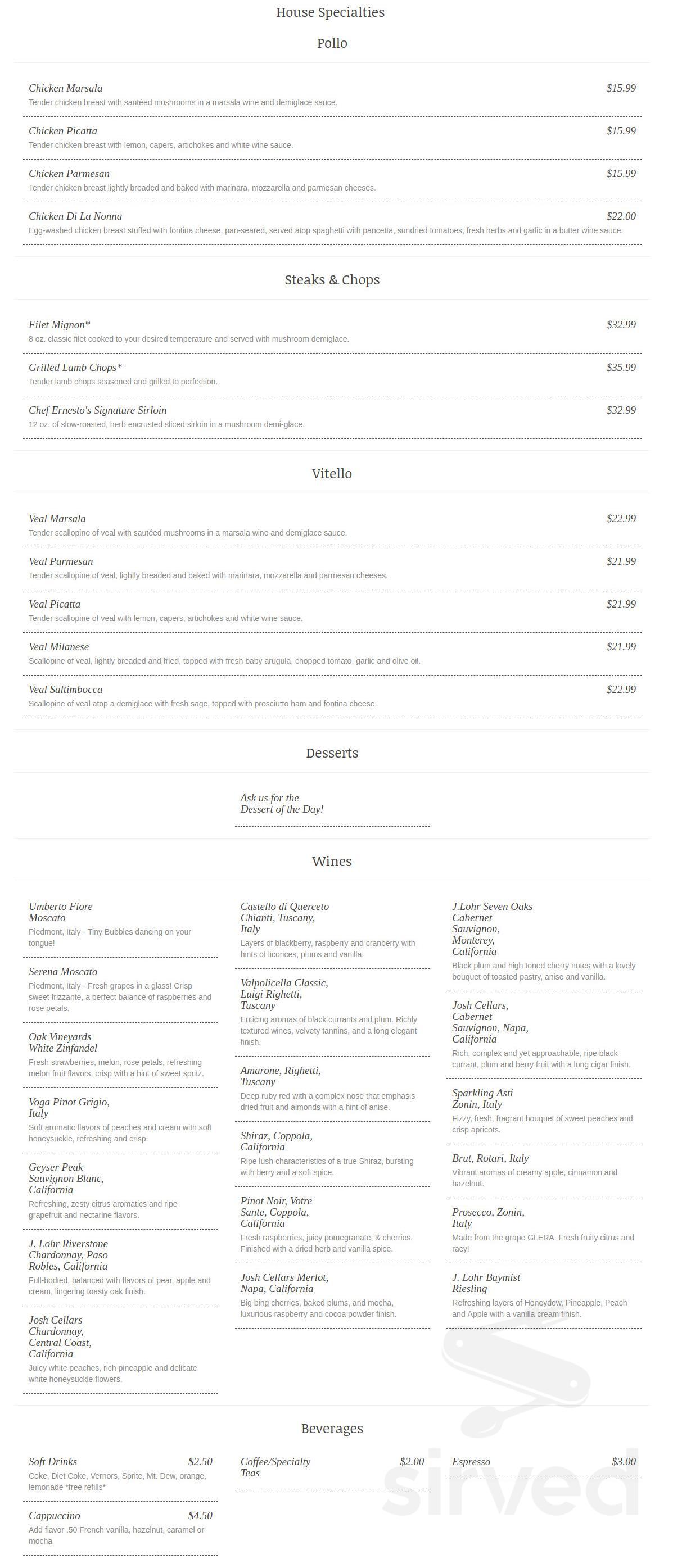 Magdaleno Ristorante` menu in Wyandotte, Michigan, USA