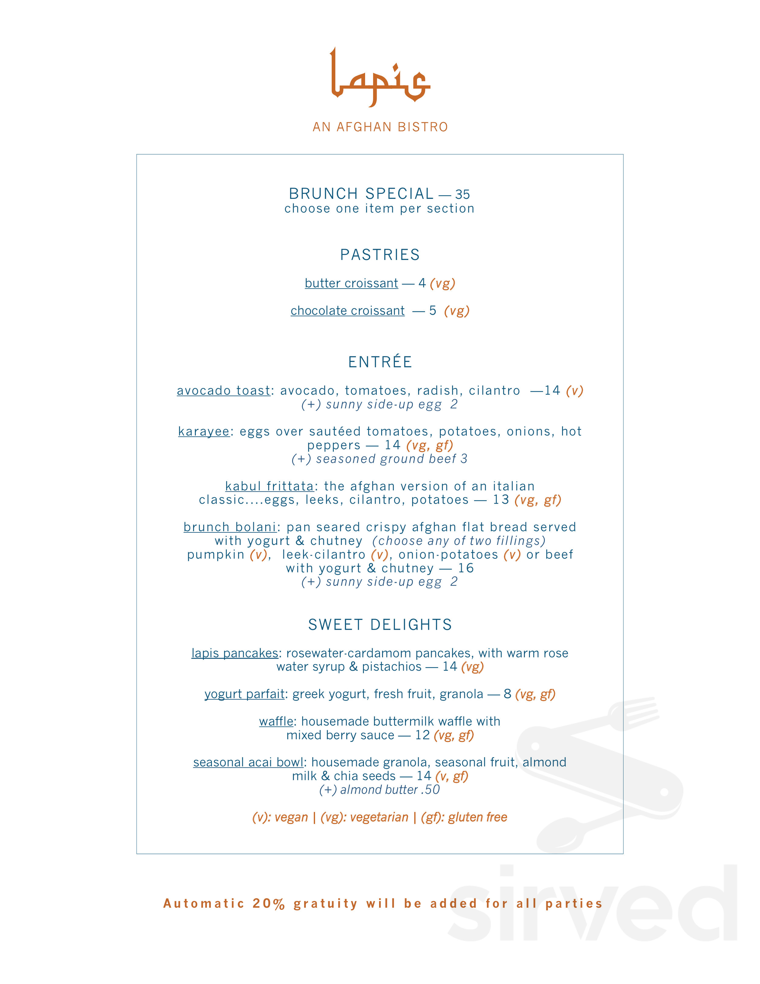 Lapis menu in 1847 Columbia Rd NW, Washington, DC 20009