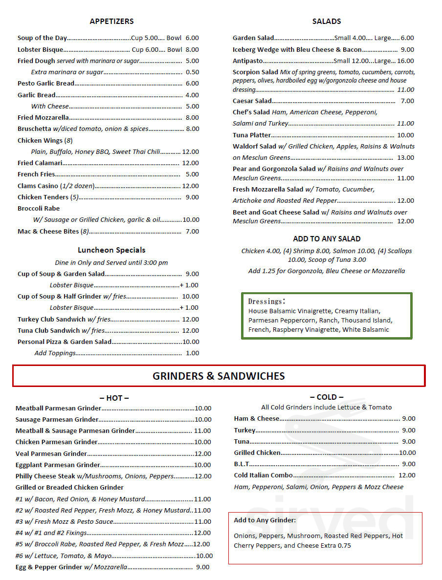 Marylou's Ristorante menu in Monroe, Connecticut, USA