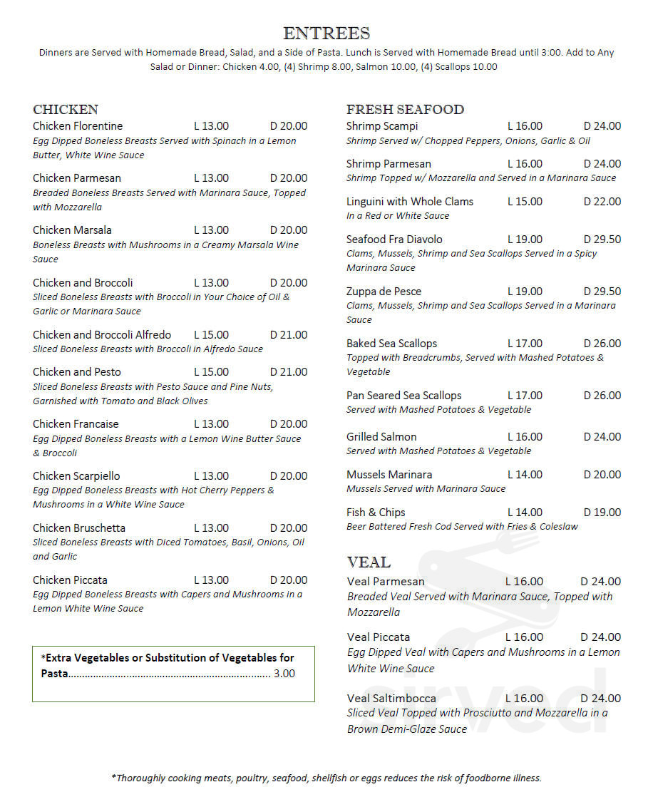 Marylou's Ristorante menu in Monroe, Connecticut, USA