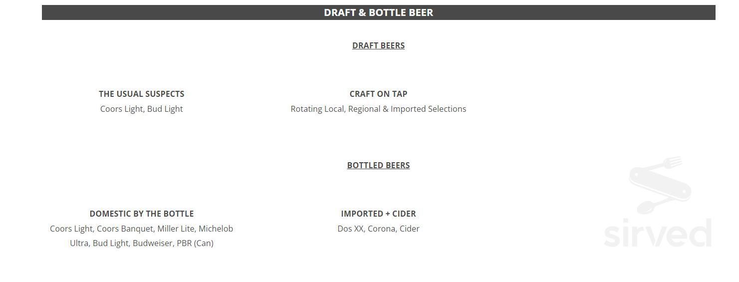 Pinewood Tavern menu in Pine, Arizona, USA