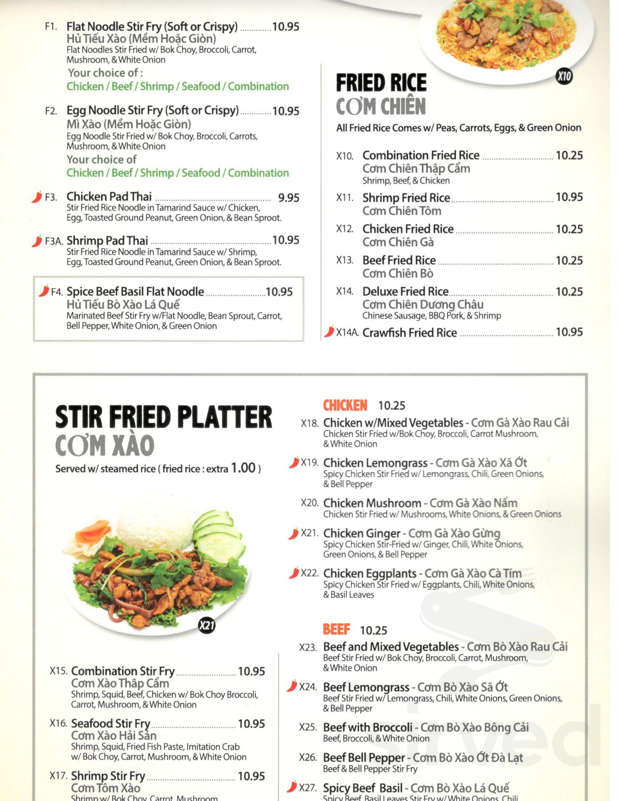 Menu for Pho Palace in Arlington, Texas, United States