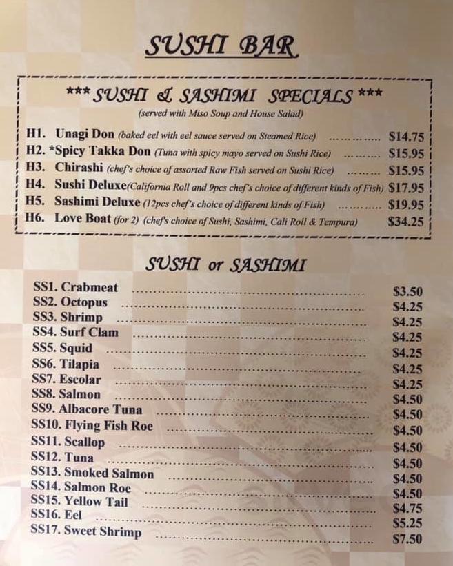 Hana Leesville menu in Leesville, Louisiana, USA