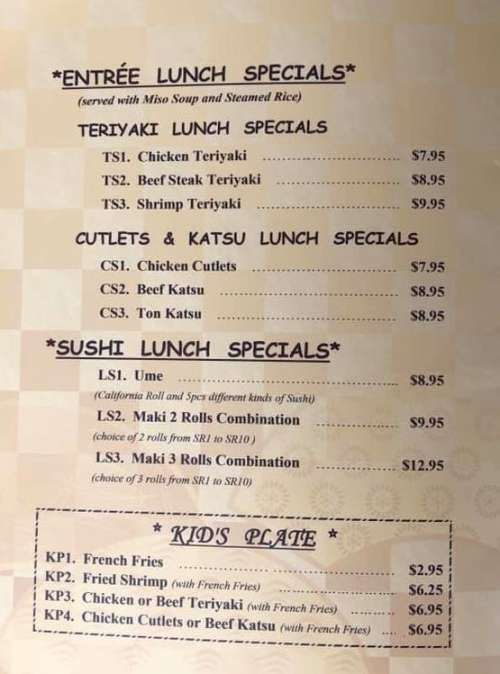 Hana Leesville menu in Leesville, Louisiana, USA