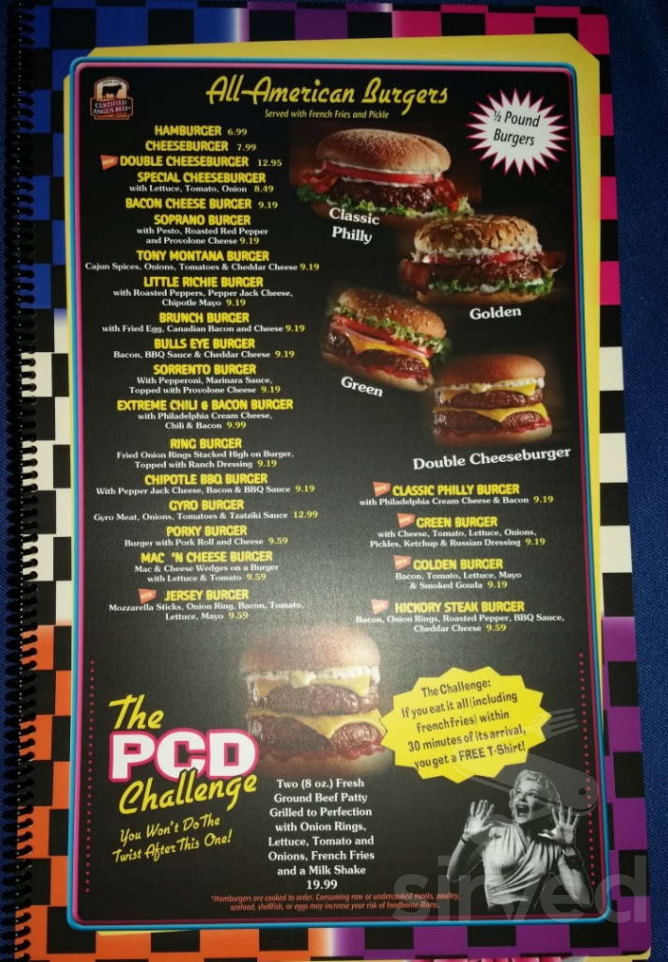 The Pink Cadillac Diner menu in Wildwood, New Jersey, USA