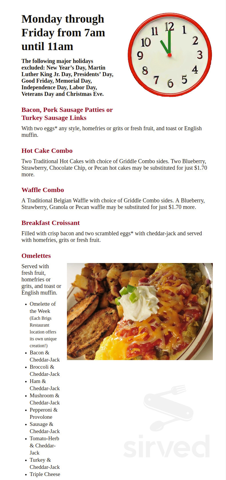 Brigs at the Crossing Restaurant menus in Cary, North Carolina, United ...