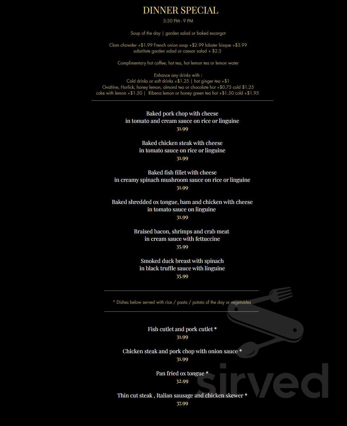 Dickens Restaurant menus in Markham, Ontario, Canada