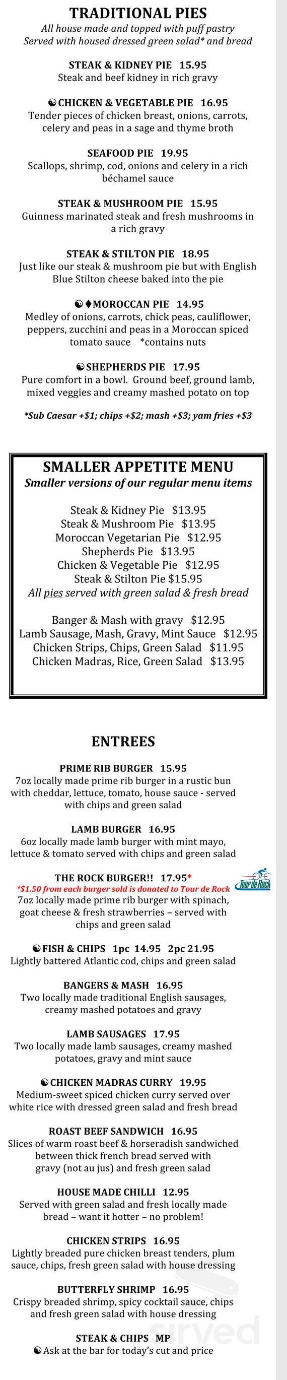 Fox and Hounds menu in Ladysmith, British Columbia, Canada