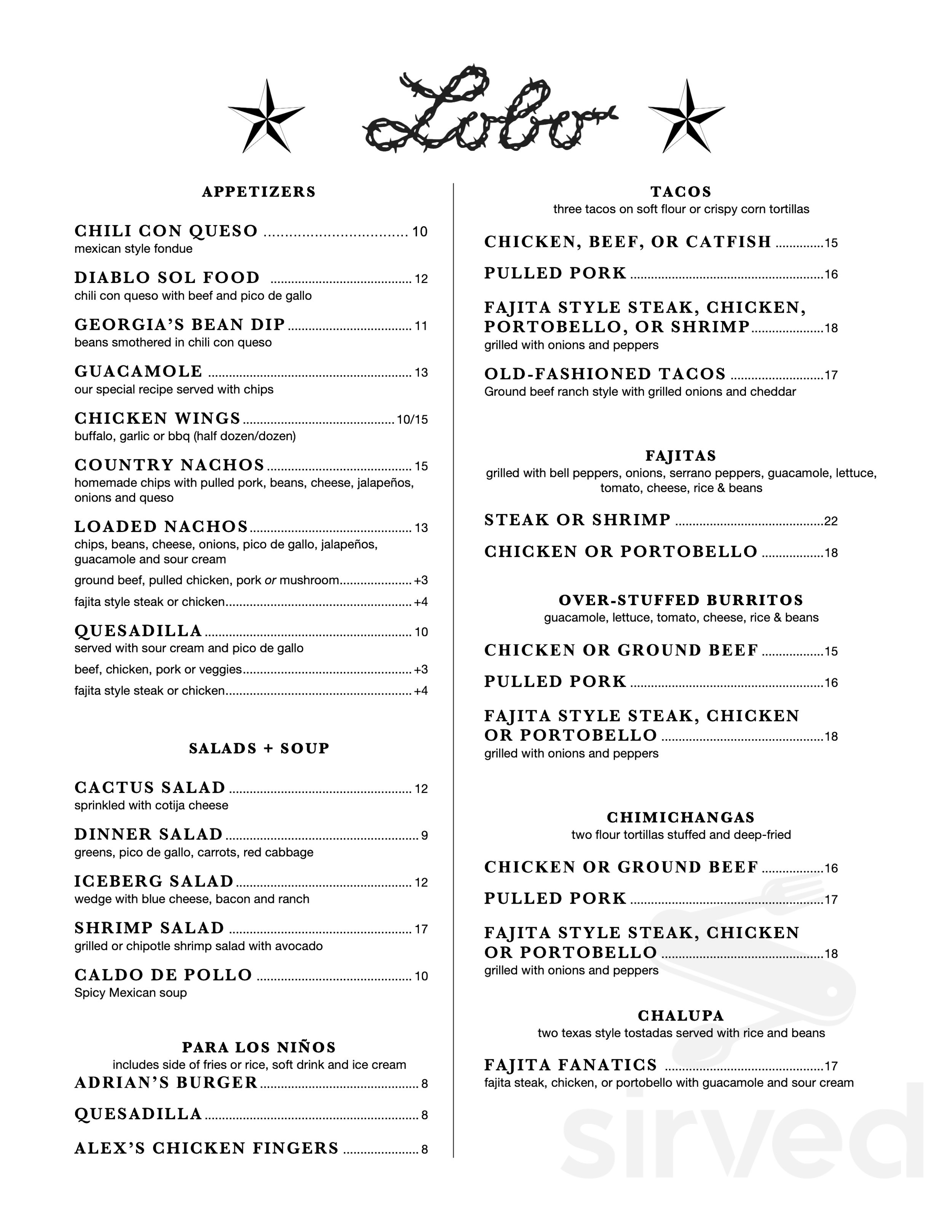 Lobo menu in Brooklyn, New York, USA