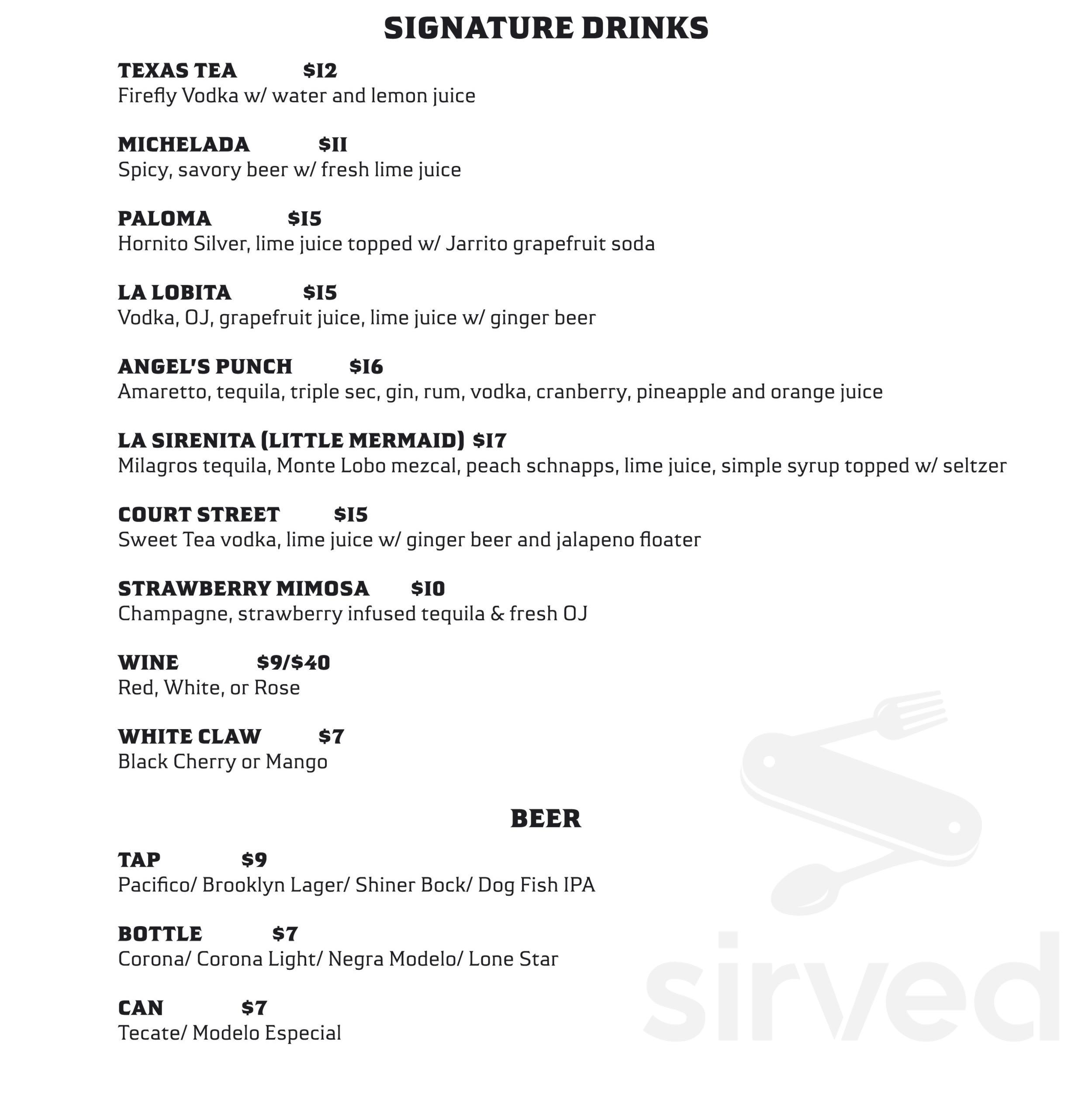 Lobo menu in Brooklyn, New York, USA