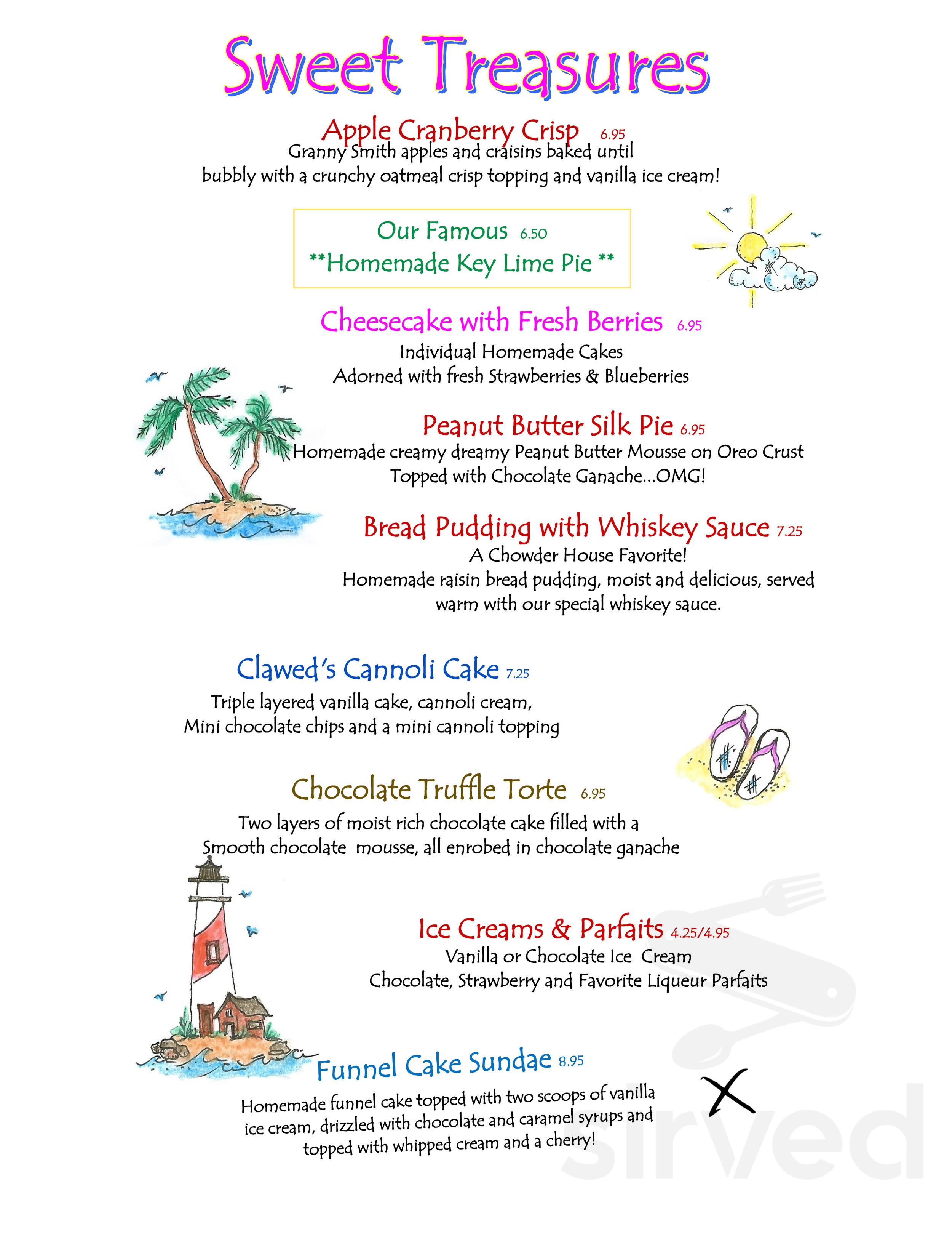 Marblehead Chowder House menu in Easton, Pennsylvania, USA