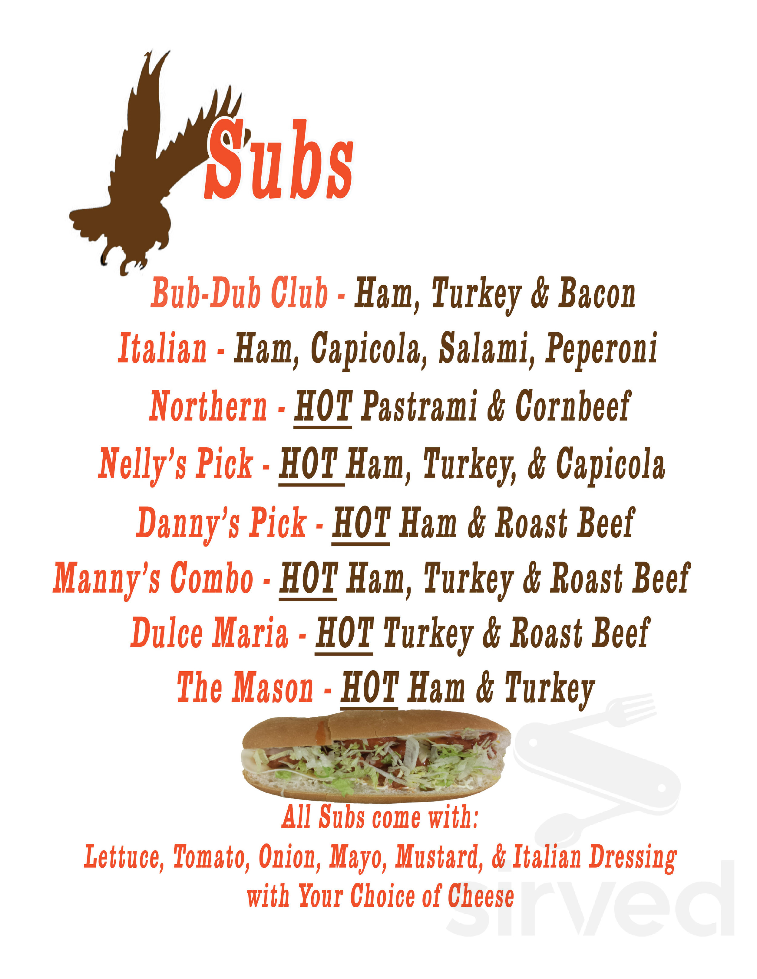 Nelly's Deli menu in Daytona Beach, Florida, USA