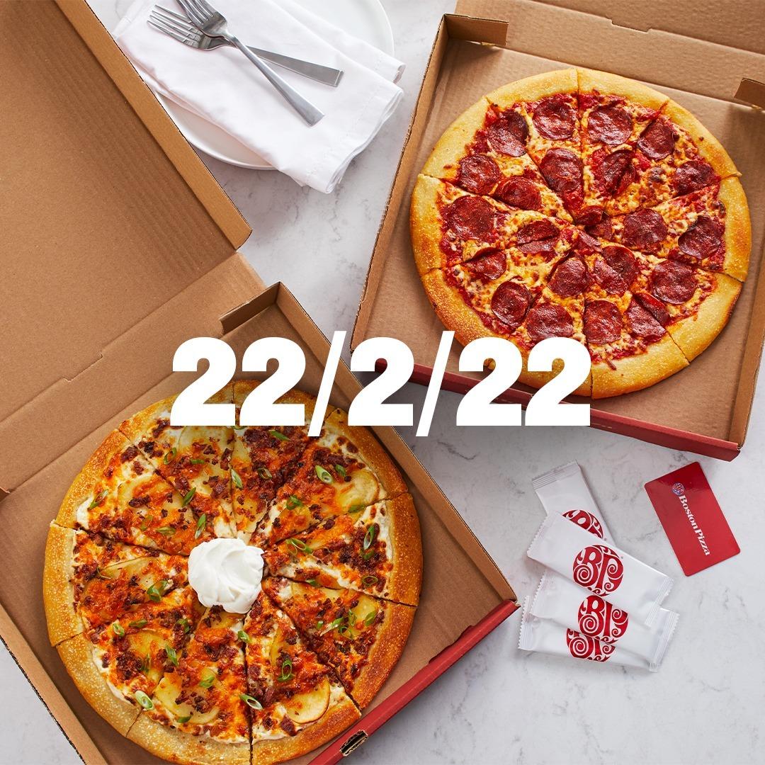 Boston Pizza menu in Thunder Bay, Ontario, Canada