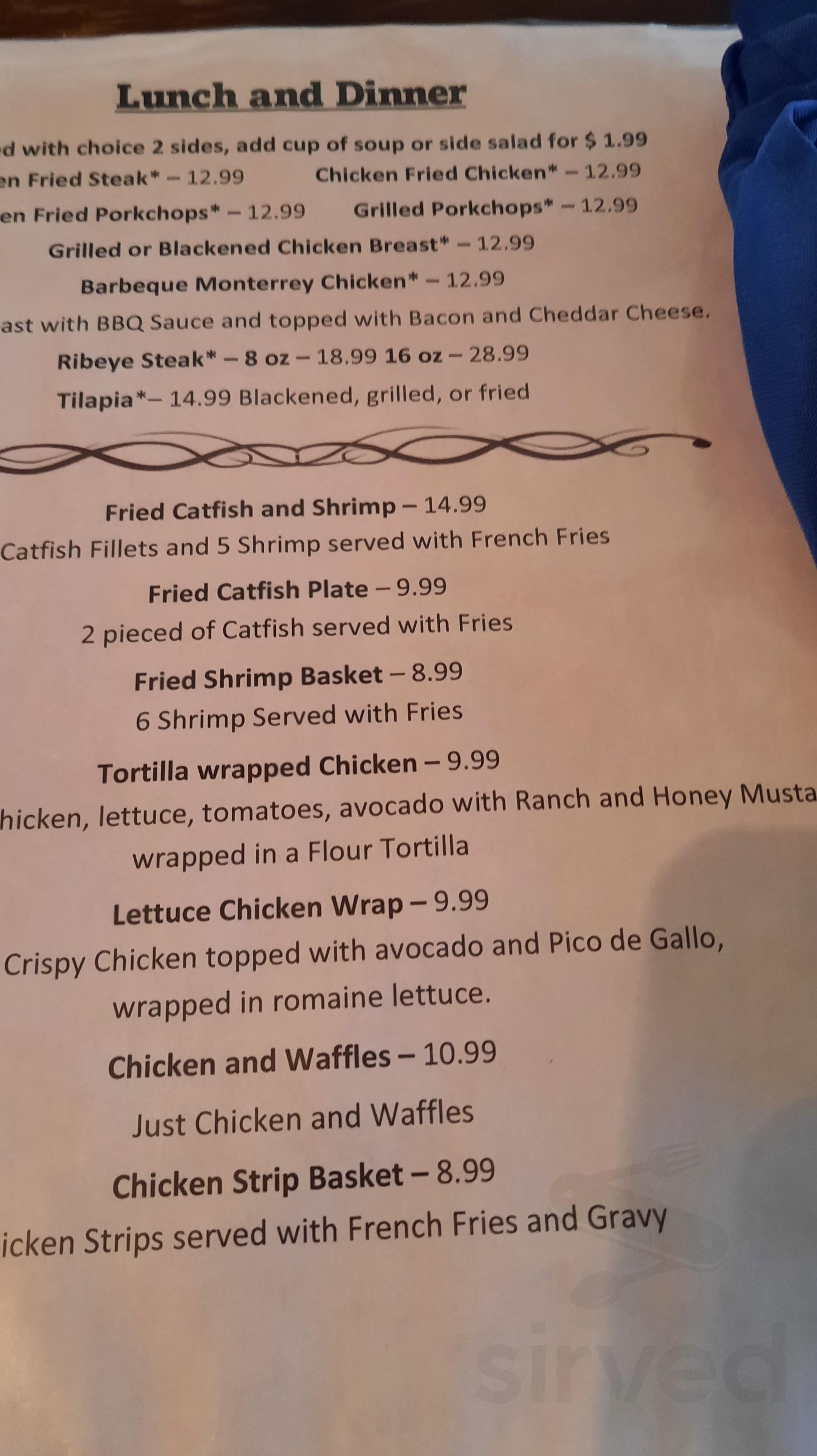 Aimee's Bluebird Cafe menu in Cuero, Texas, USA