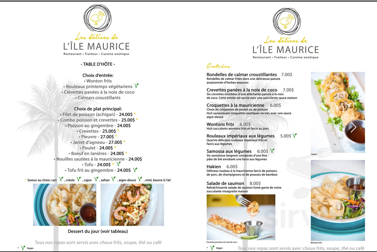 Les Délices De L'Ile Maurice menu in Verdun, Quebec, Canada
