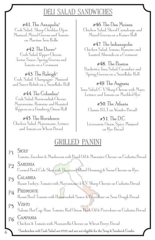 Bachetti Bros. Meats, Market & Catering menu in Wilmington, Delaware, USA