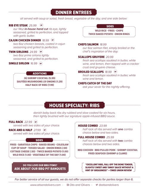 Otis & Oliver's menu in Latham, New York, USA