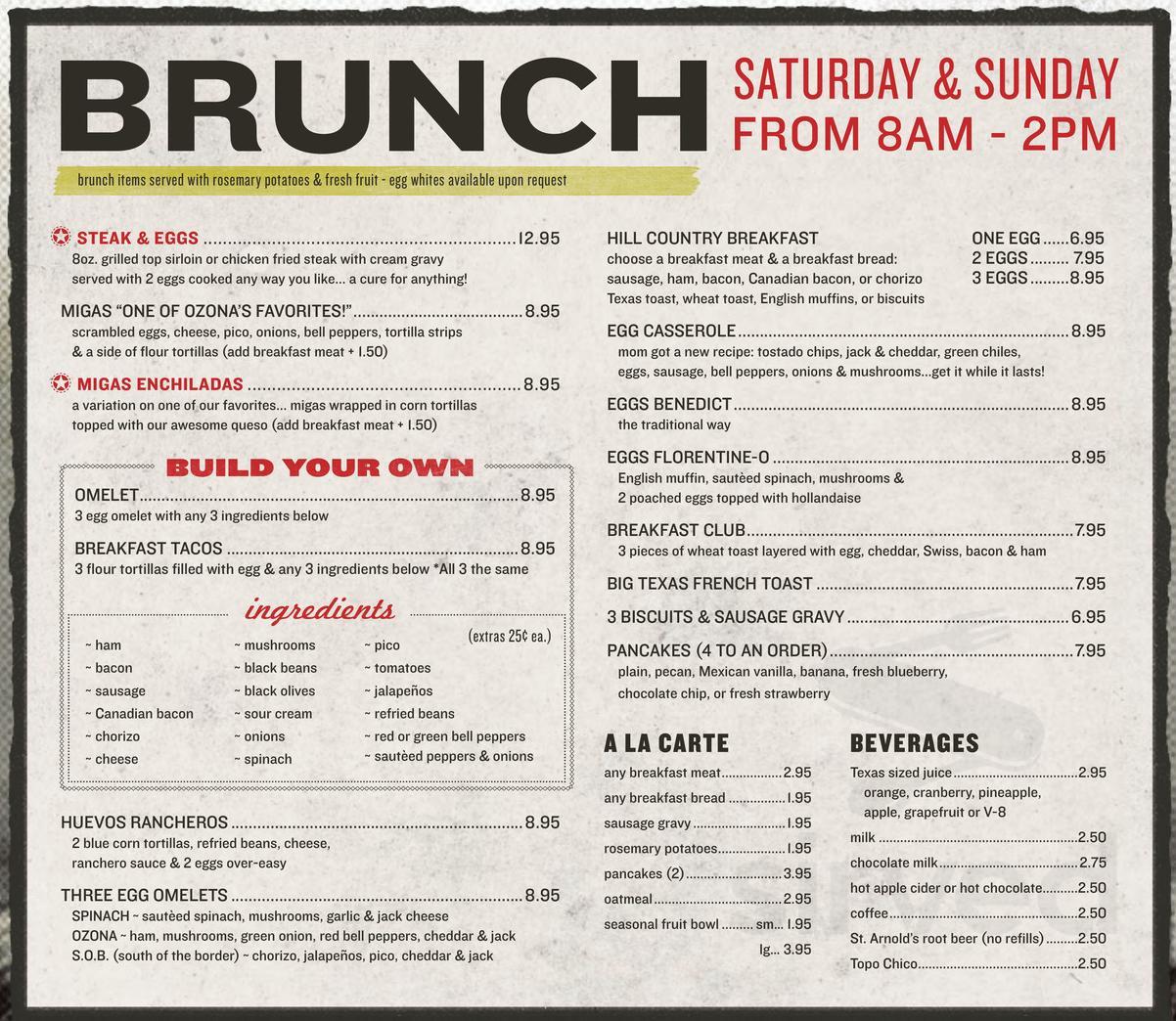Ozona Grill and Bar Menu - Dallas, Texas | Sirved