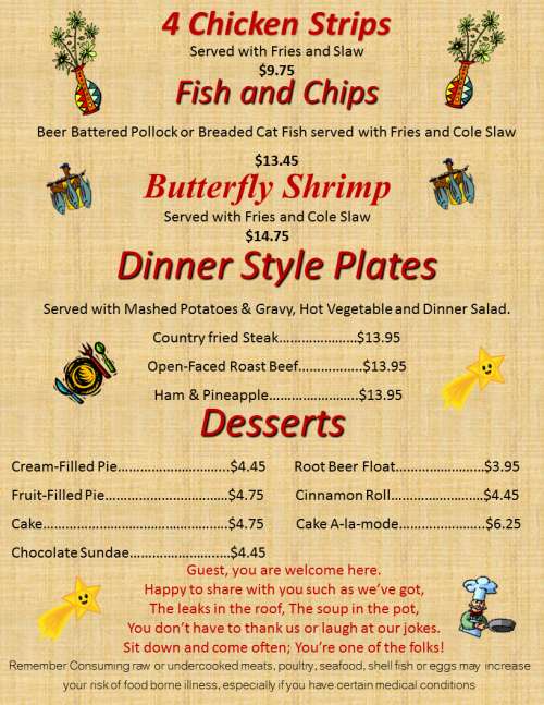 Morning Star Cafe menu in Hereford, Arizona, USA