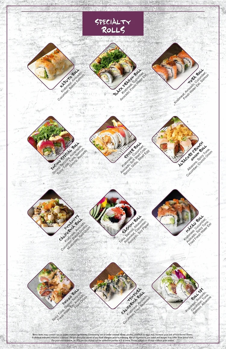 Zeppin Sushi LLC menu in Encino, California, USA