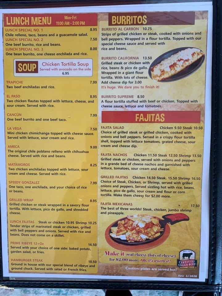 Menu for Sierra's Mexicanisimo in Arab, AL | Sirved