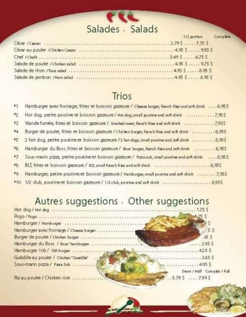 Resto 108 menu in Cookshire-Eaton, Quebec J0B 1M0, Canada