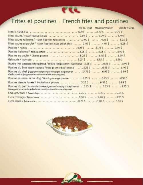 Resto 108 menu in Cookshire-Eaton, Quebec J0B 1M0, Canada