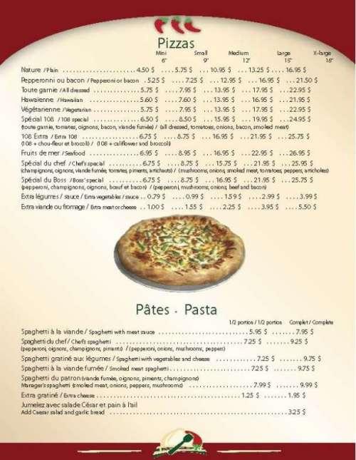 Resto 108 menu in Cookshire-Eaton, Quebec J0B 1M0, Canada